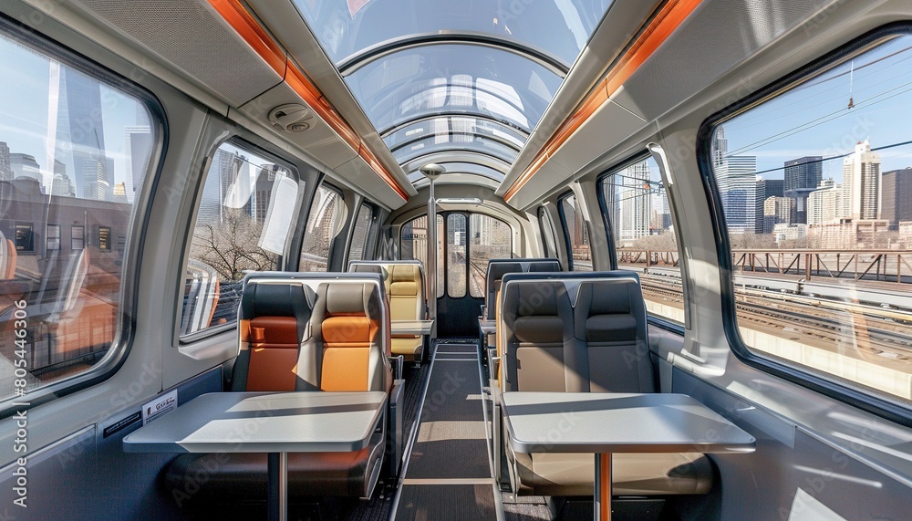 Interior of an Amtrak Train with Comfortable Seating, Large Windows ...