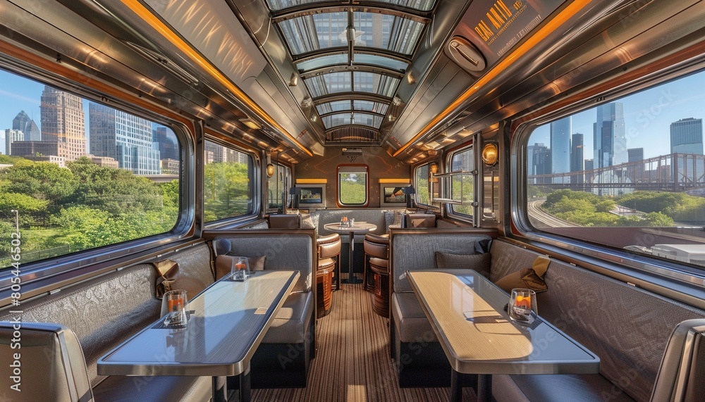 Interior of an Amtrak Train with Comfortable Seating, Large Windows ...