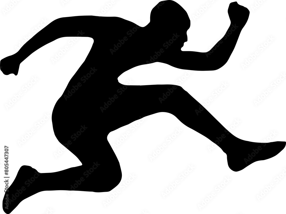 Sprinting man PNG vector silhouette. Sprint, fast run. Runner starts ...