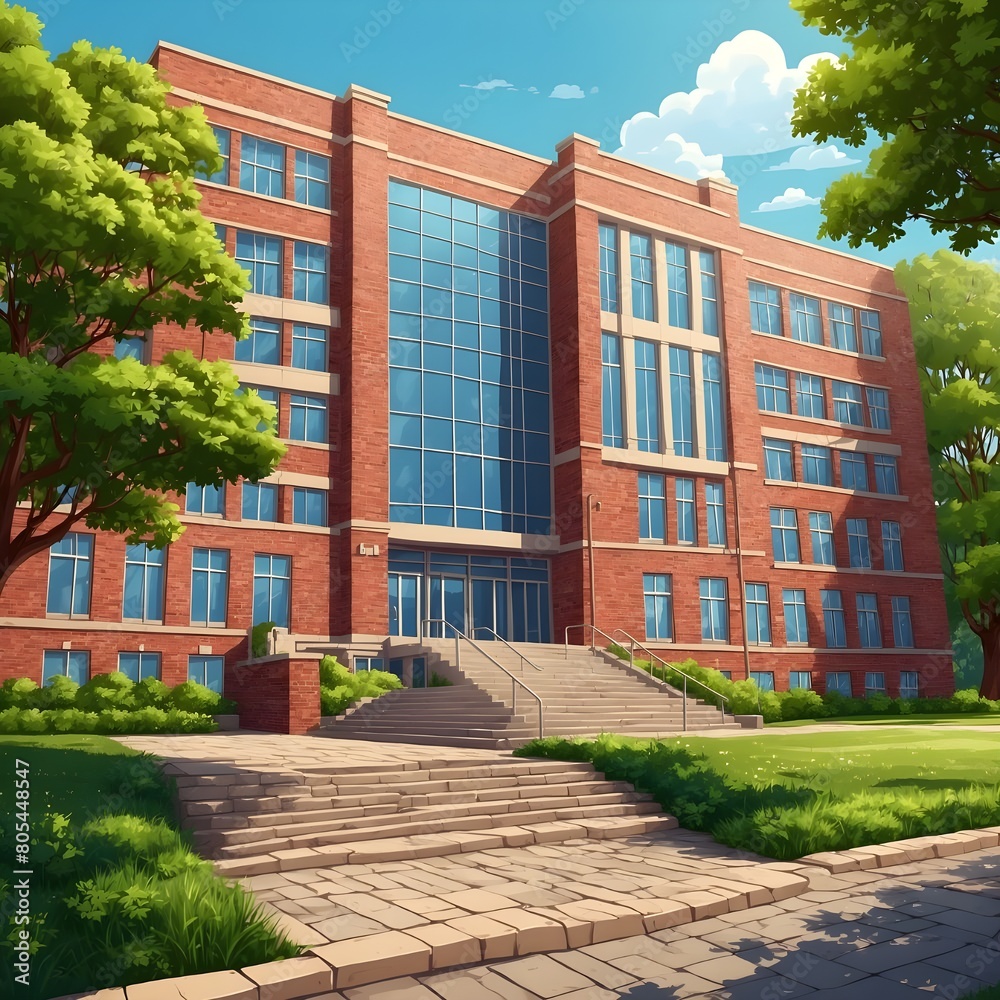 High school building in modern city Vector cartoon ill beautiful pic ...