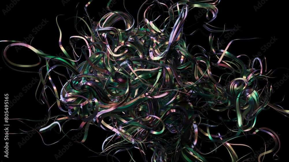 Vidéo Stock 3D animation of abstract tangled ribbons floating in space ...