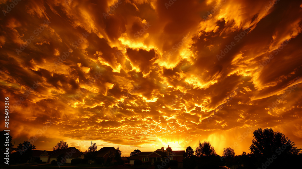 Mammatus clouds, a phenomenal formation that entails cellular patterns ...