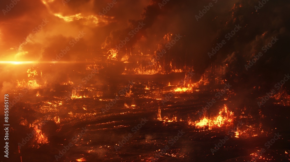 Big fire. Forest or land fire, or fire in the field. Fire occupies the ...