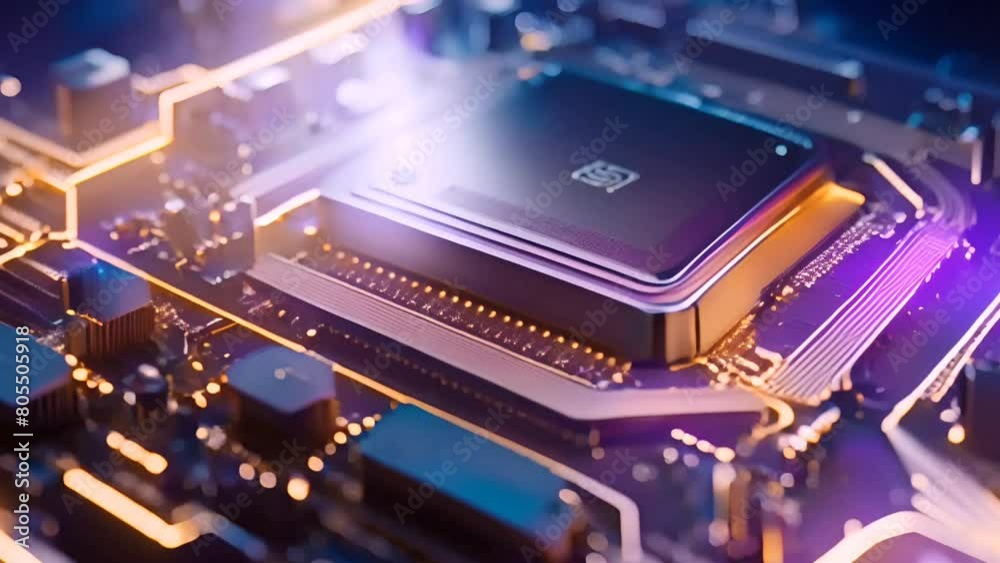 Concept animation shows the process of turning on the CPU in the ...