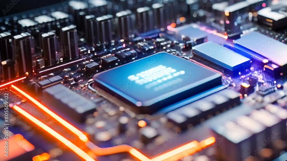 Concept animation shows the process of turning on the CPU in the ...