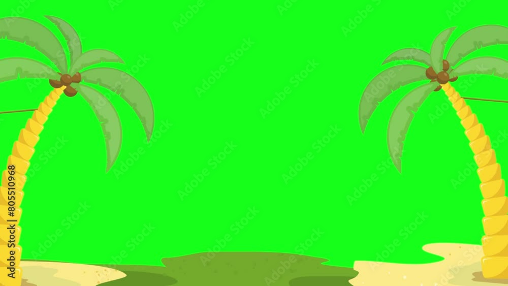 Video Stock Two palm trees with coconuts animation on the chroma key ...