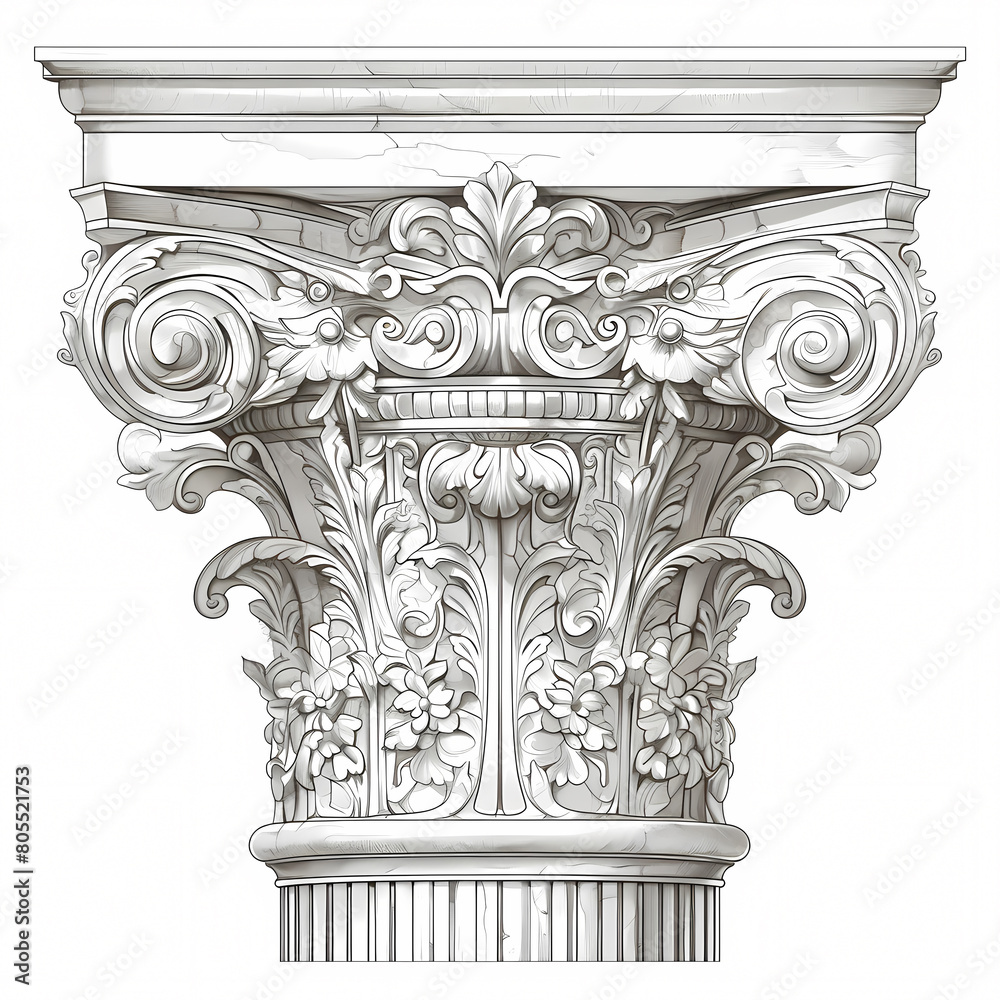 A stunningly detailed transparent PNG illustration of a classical ...