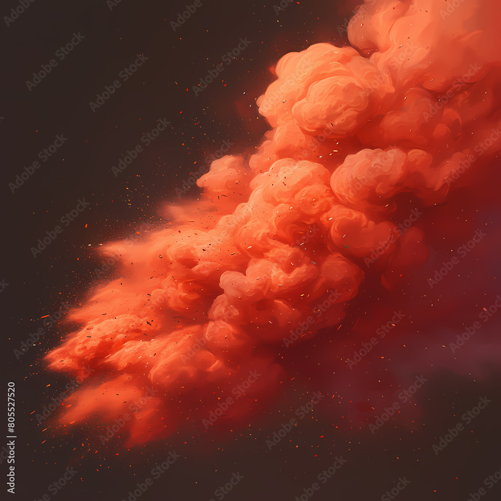 A captivating depiction of a vibrant red substance exploding into ...