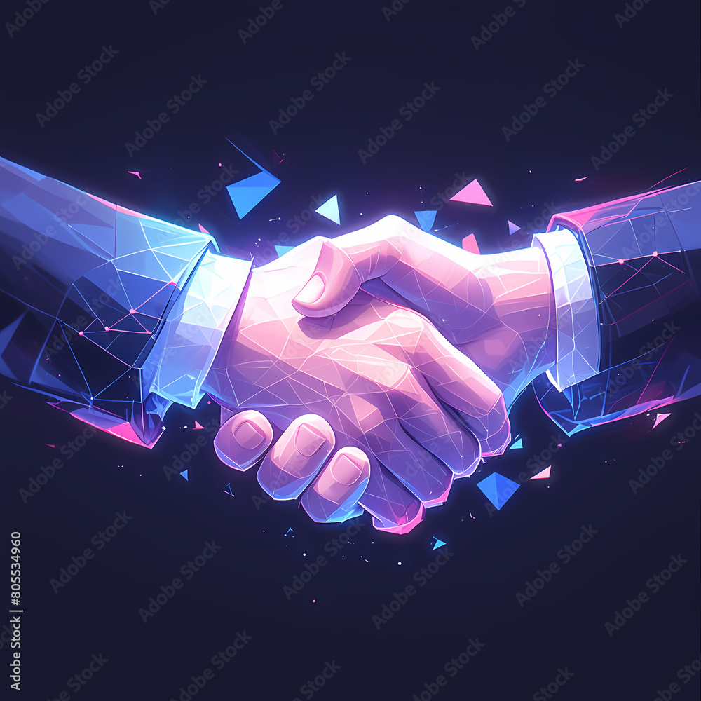 Optimize Your Brand Image with a Dynamic Polygonal Handshake in Bold ...