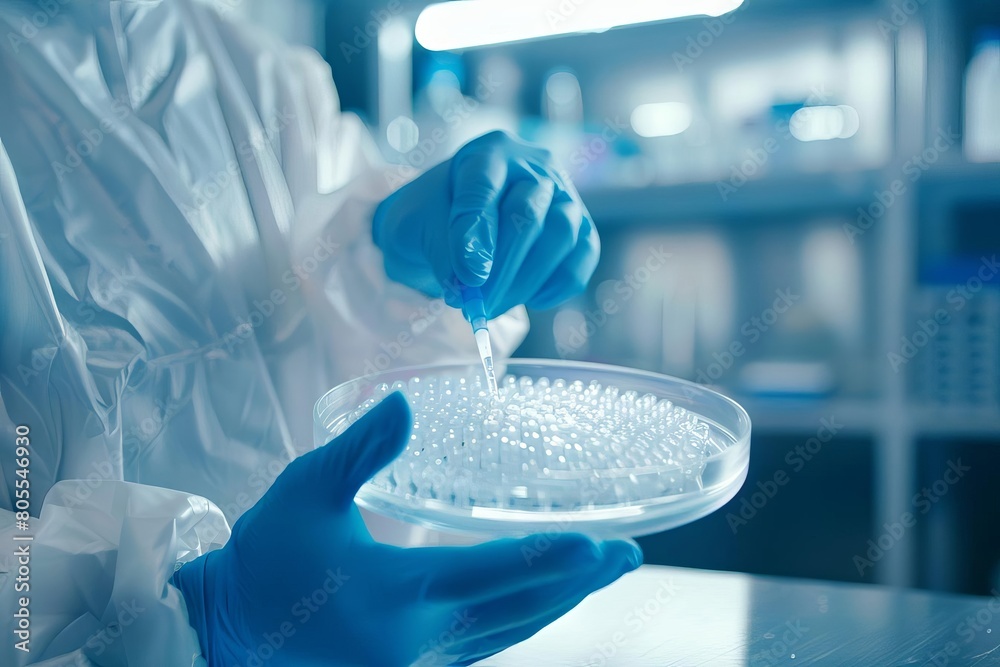 Show a lab technician formulating a new sunscreen with nanosized zinc ...