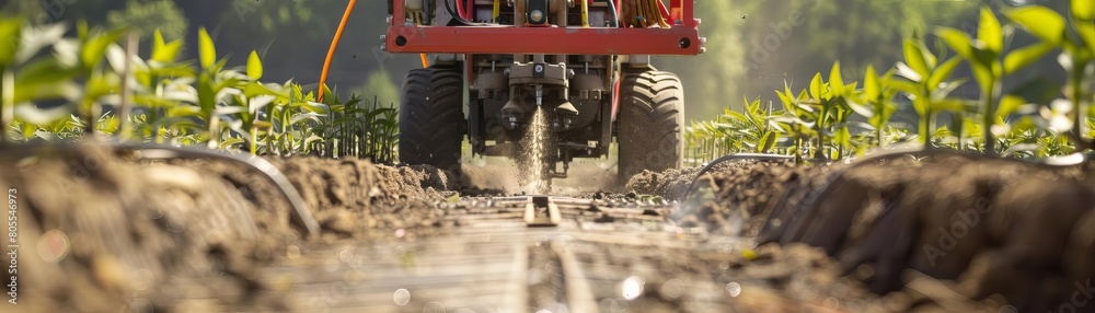 Show a machine extracting heavy metals from soil using phytoremediation ...