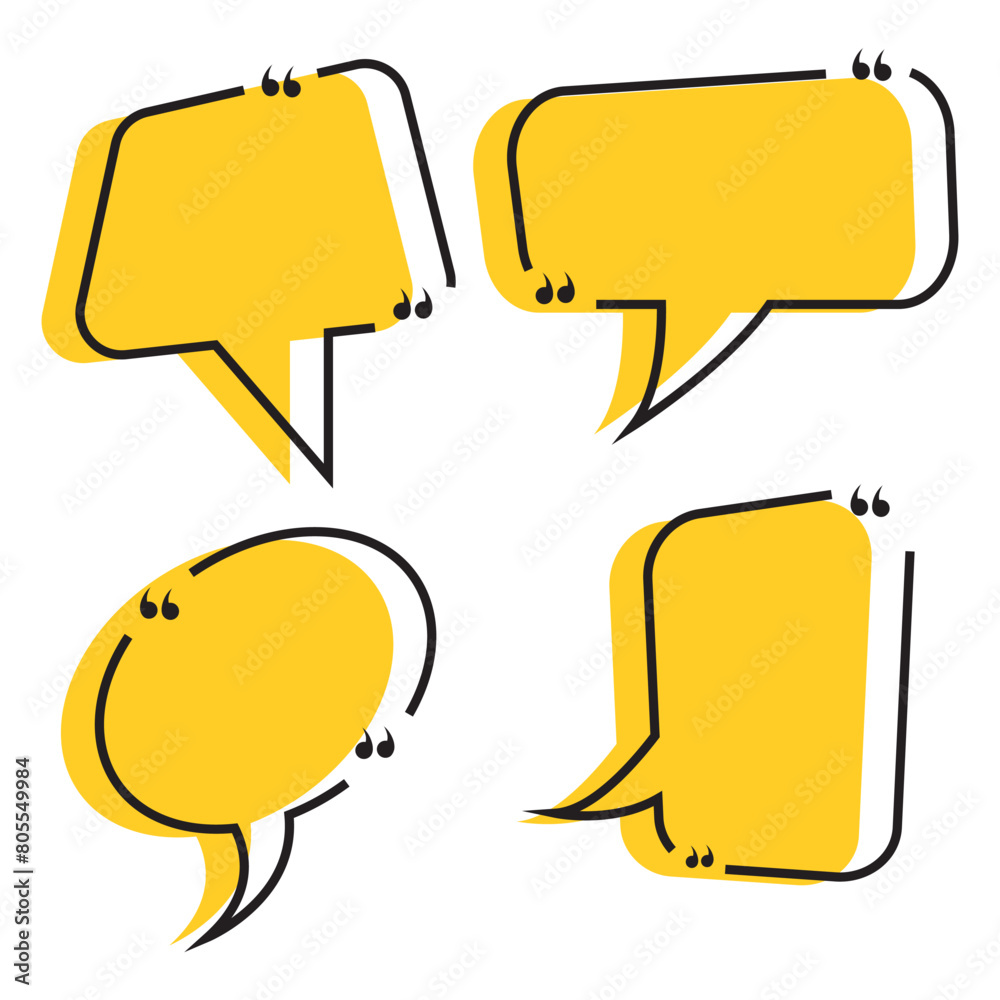 Quote box frame set. Blank quote boxes for text. Quotation bubble frame ...