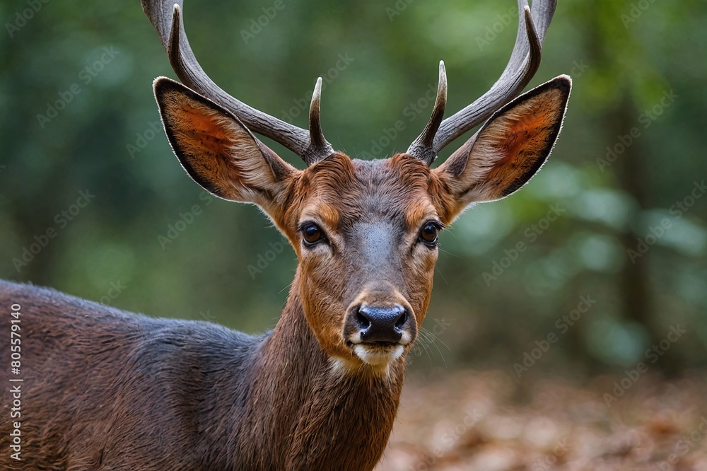 top close and full framed view of Red Brocket Deer head , detailed and ...