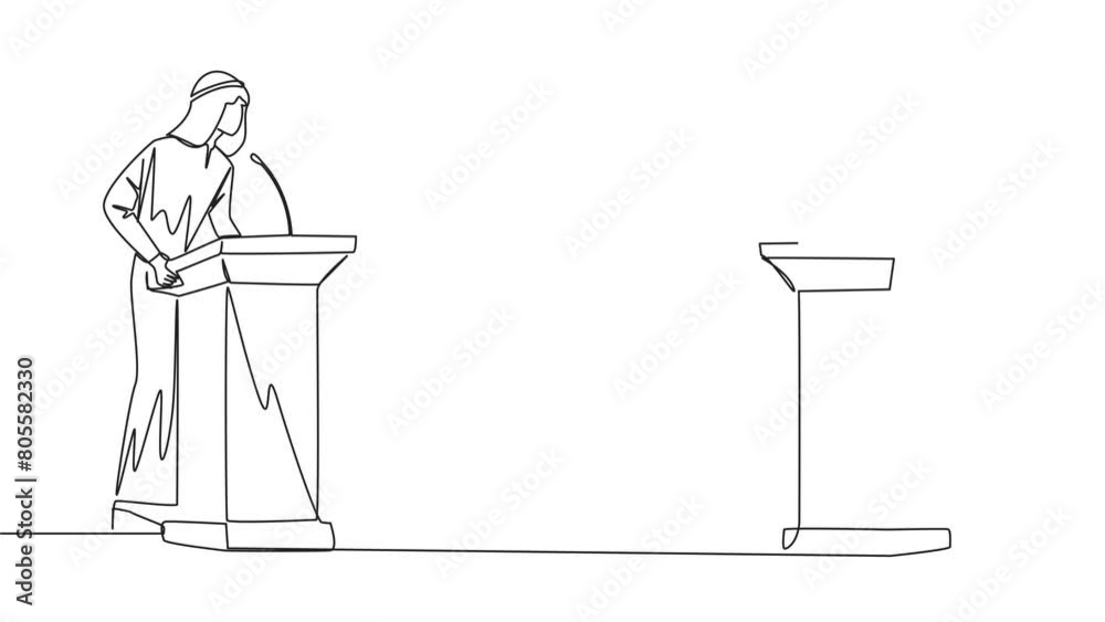 Animated self drawing of single one line drawing two Arabian ...