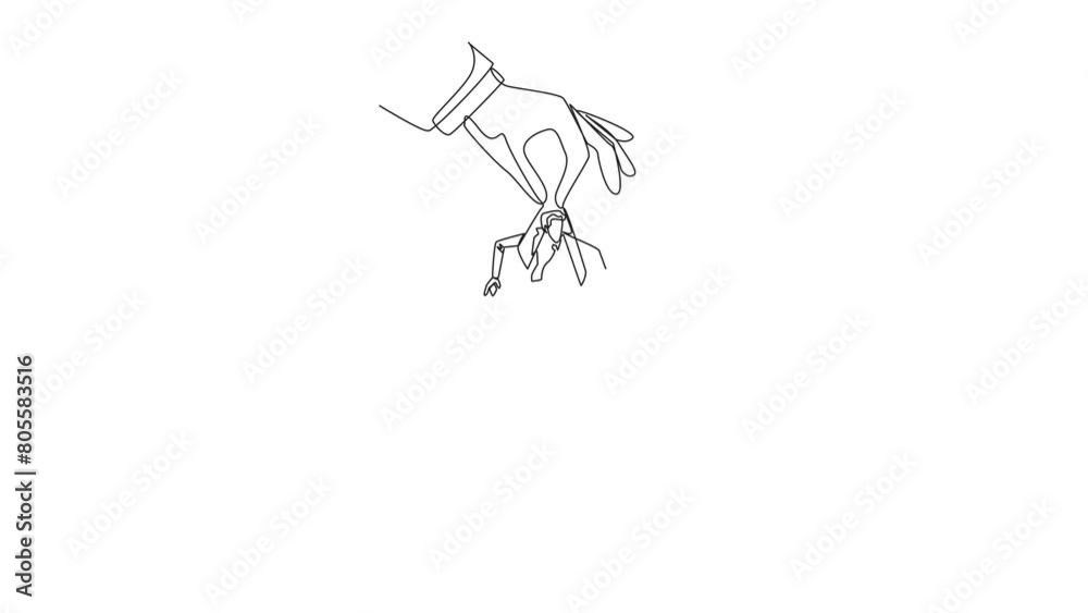 Vidéo Stock Animated self drawing of single one line drawing big hand ...