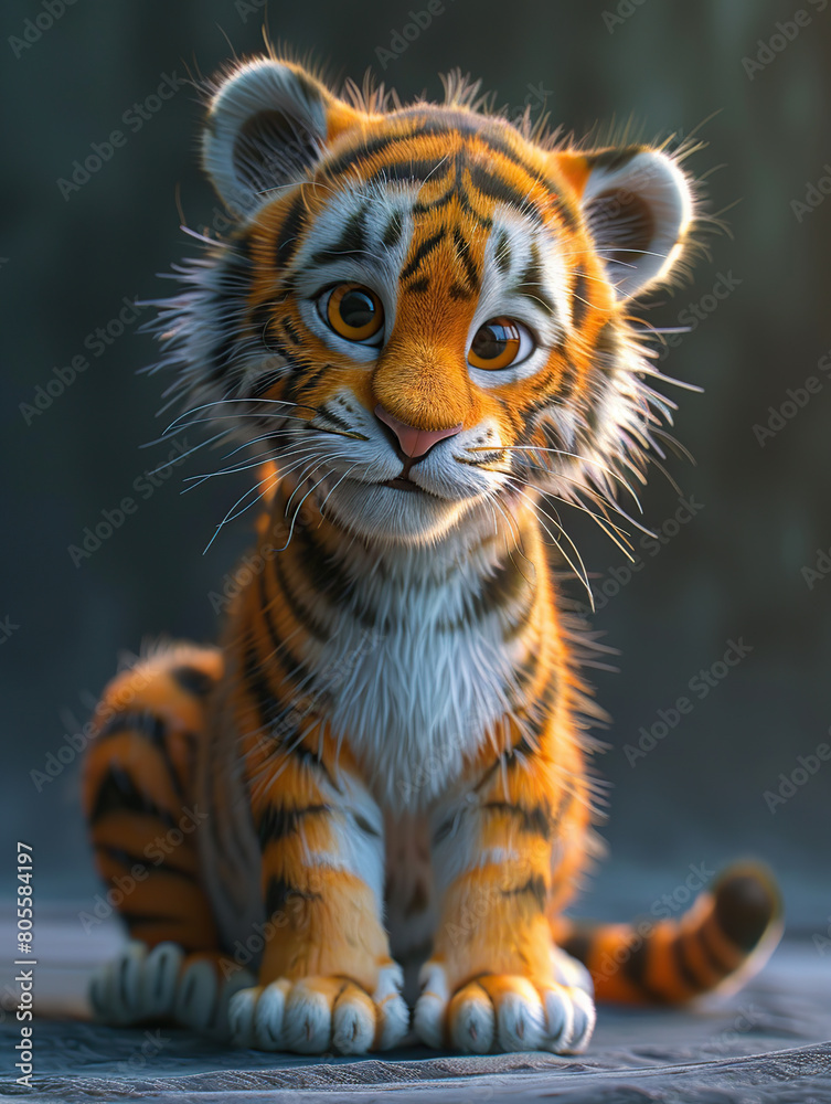 tiger, 3D illustration, digital art, feline, wildlife, nature, predator ...