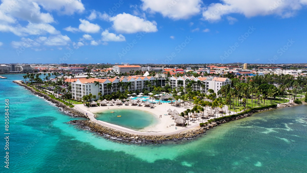 Aruba Skyline At Oranjestad In Caribbean Netherlands Aruba. Caribbean ...