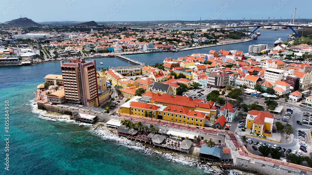 Curacao Skyline At Punda In Willemstad Curacao. Caribbean Island ...