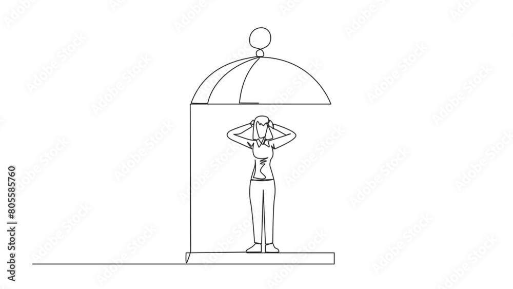 Self drawing animation of continuous one line drawing tired ...