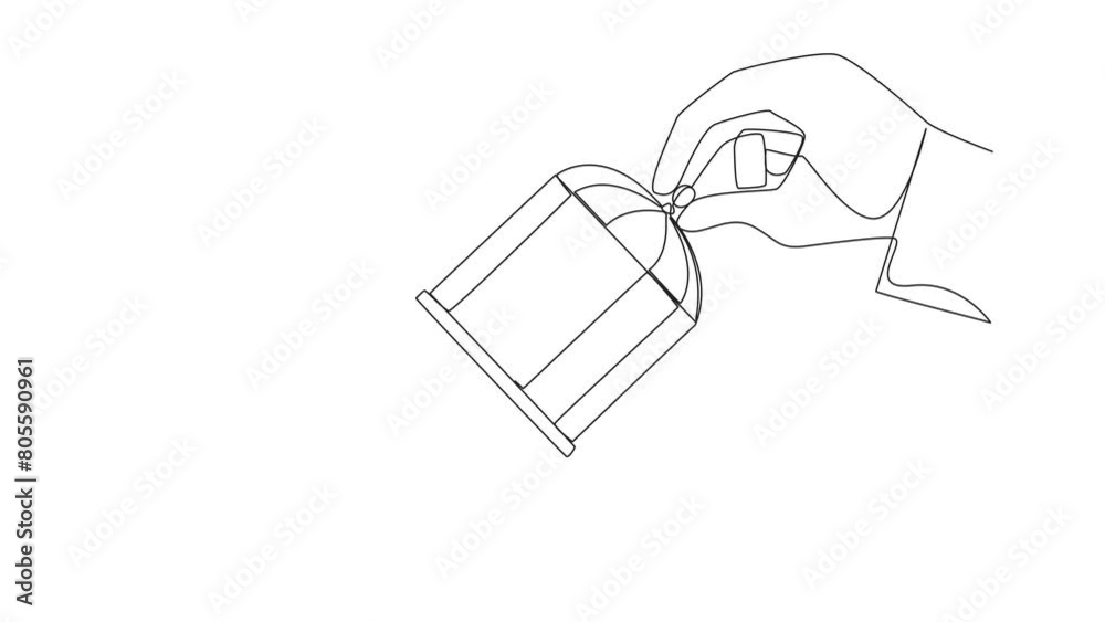 Vidéo Stock Animation of one line drawing big hand hold cage wants to ...