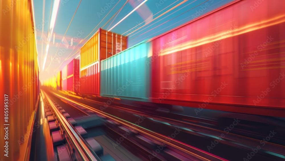 A colorful and dynamic image of cargo containers on the side of an ...