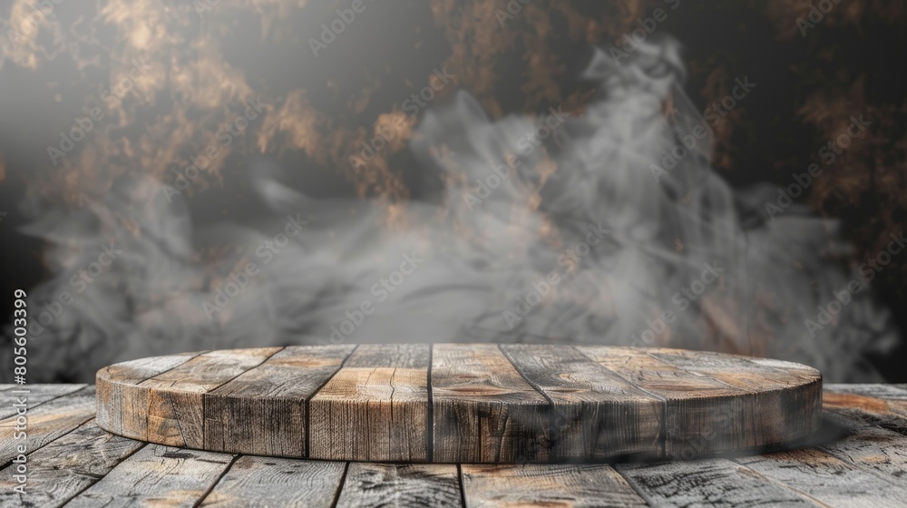 kitchen table smoke display, a hardwood table in a kitchen setting ...