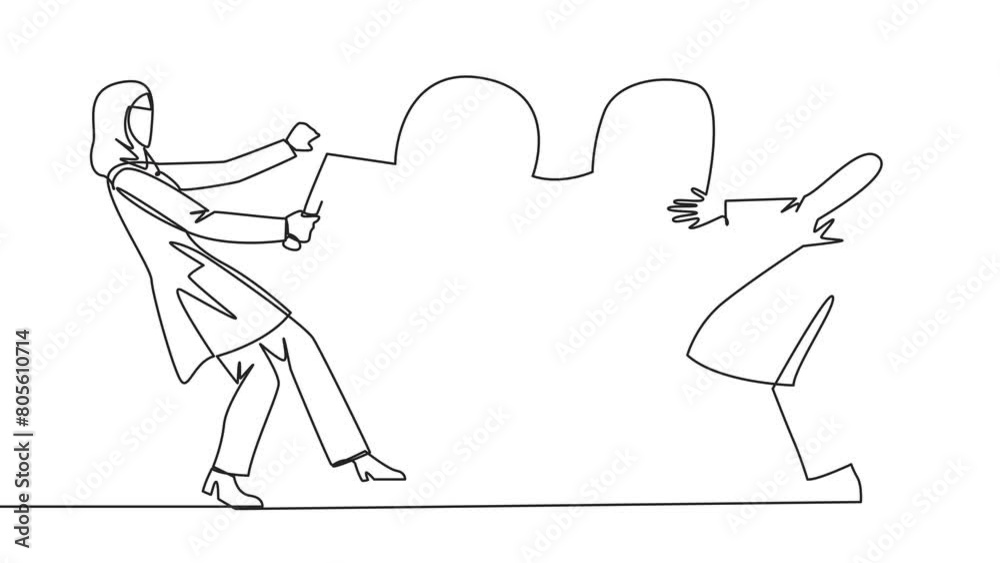 Self drawing animation of single continuous line drawing two Arabian ...