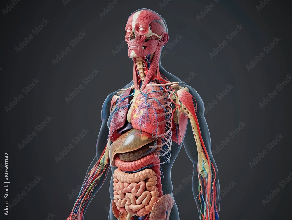 Displaying an x-ray image of the human body Emphasis is placed on ...