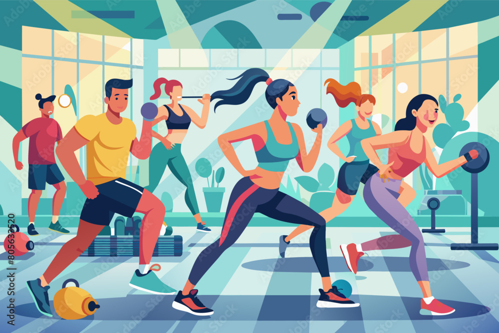 Illustration of a diverse group of people participating in various ...