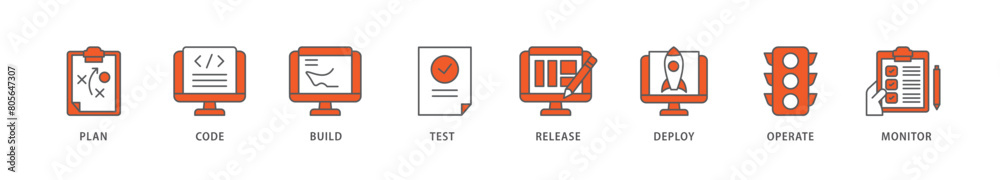 DevOps icon packs for your design digital and printing of monitor ...