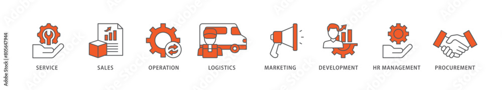 Value chain icon packs for your design digital and printing of service ...