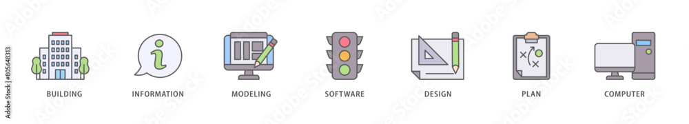 BIM icon packs for your design digital and printing of building ...