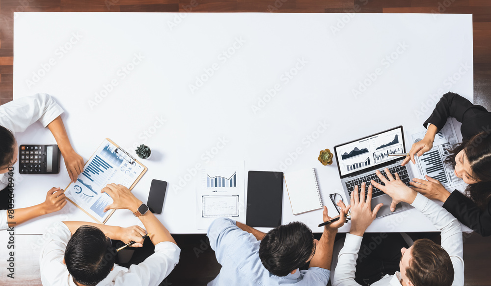 Group of office worker and businesspeople working on business financial ...