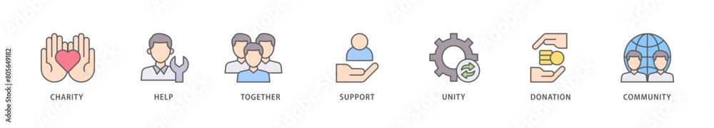 Volunteering icon packs for your design digital and printing of charity ...