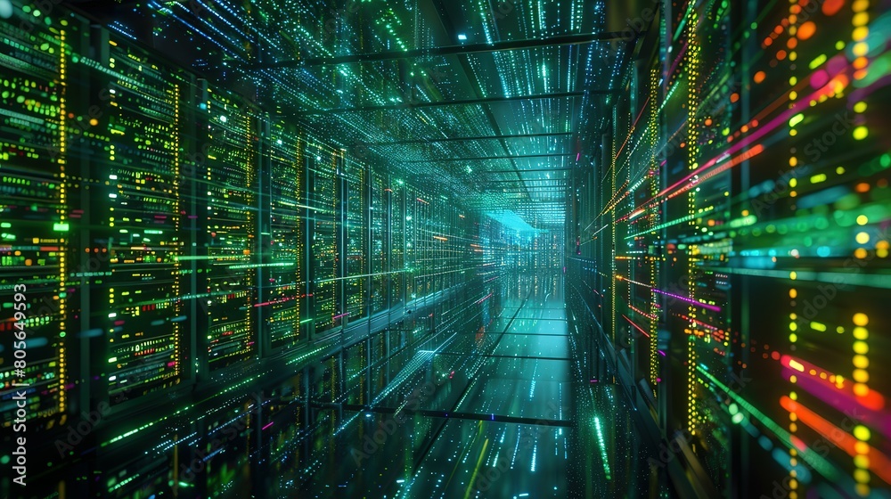 Data center rack server on server room, server room security, data ...