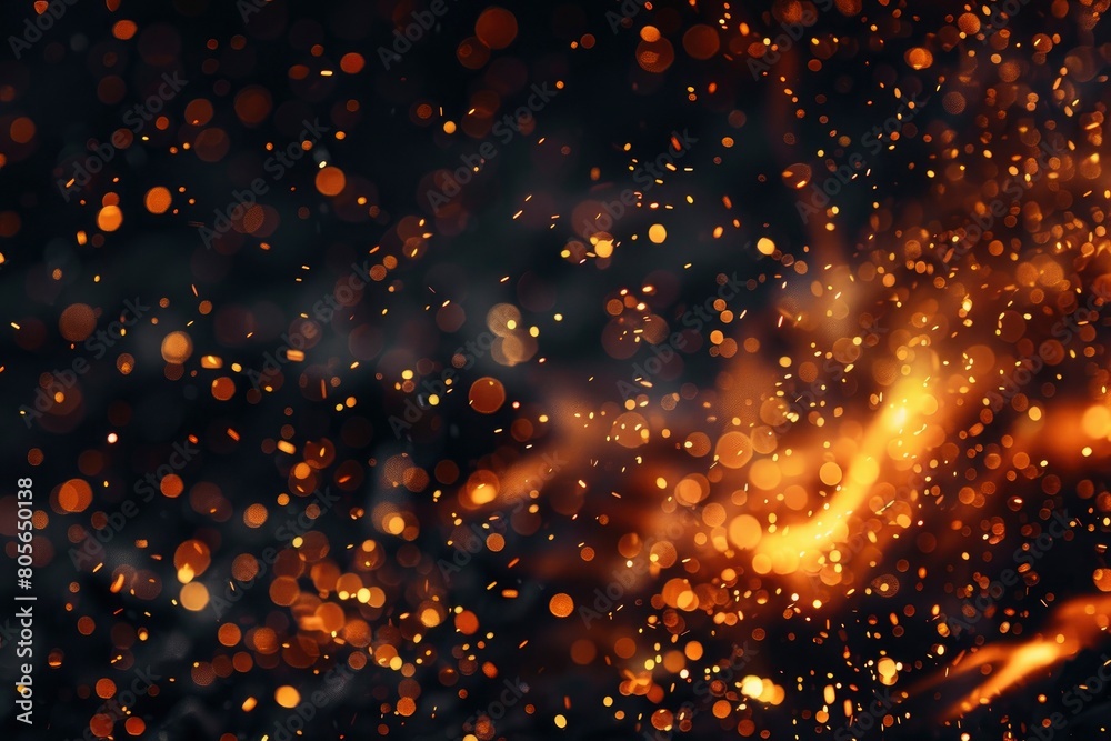 Fire embers particles over black background. Fire sparks background ...