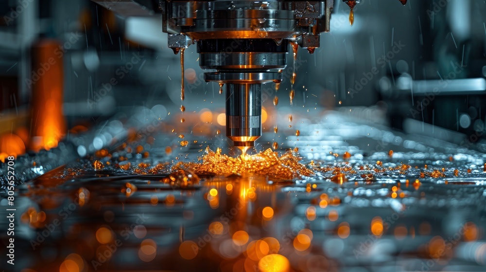 A dynamic scene capturing the fluid motion of a CNC wire cut machine as ...
