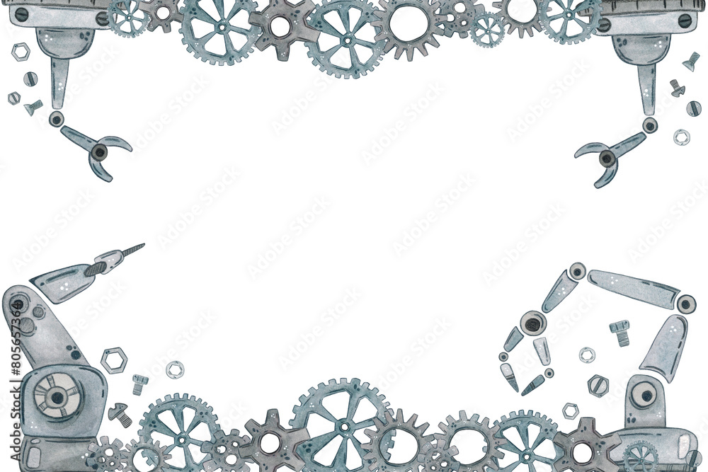 Horizontal frame, banner for text. Hand drawn watercolor illustration ...