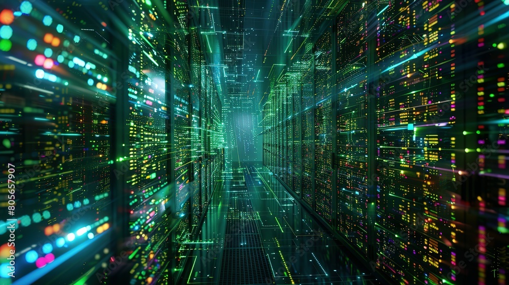 Data center rack server on server room, server room security, data ...