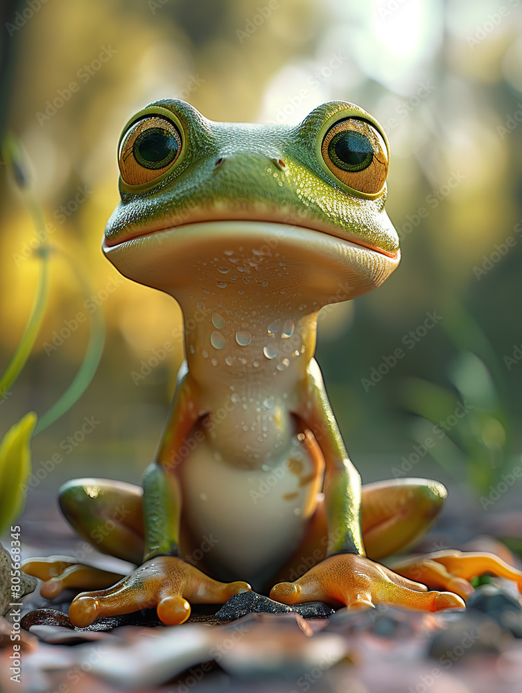 frog, 3D illustration, digital art, amphibian, green, tropical ...
