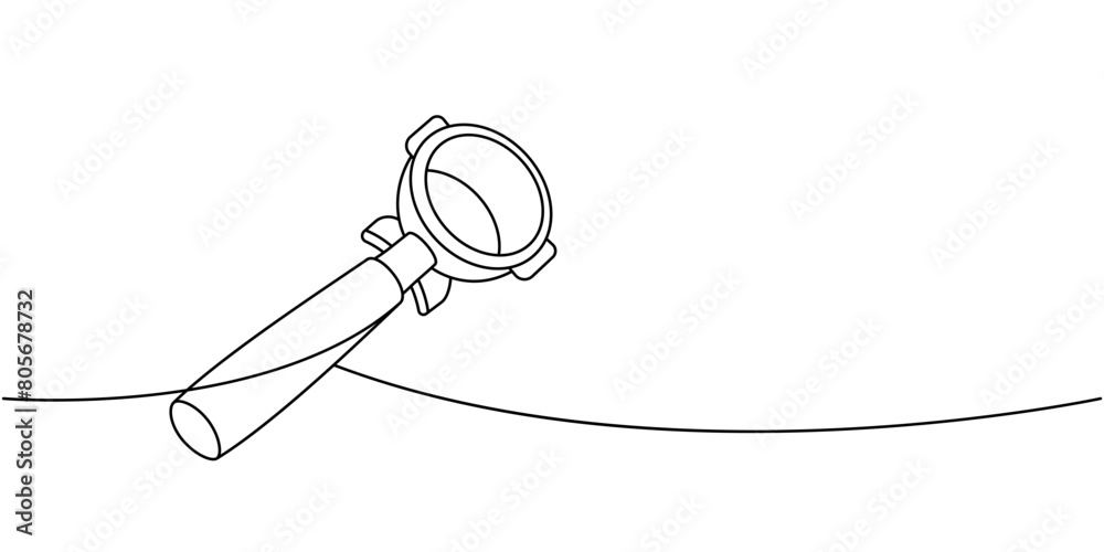 Coffee portafilter for coffee machine one line continuous drawing. Hand ...