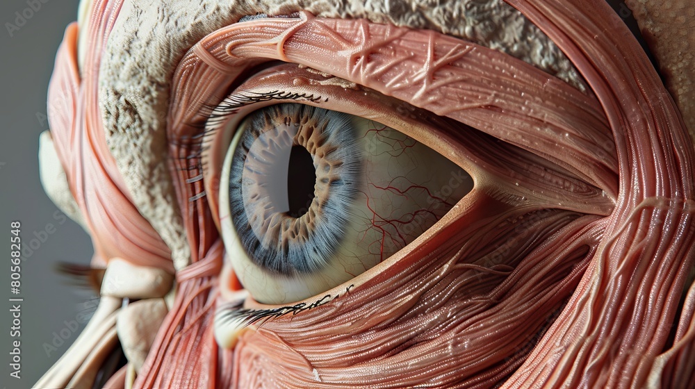 Complete 360-degree close-up of the eye's muscles, showing detailed ...
