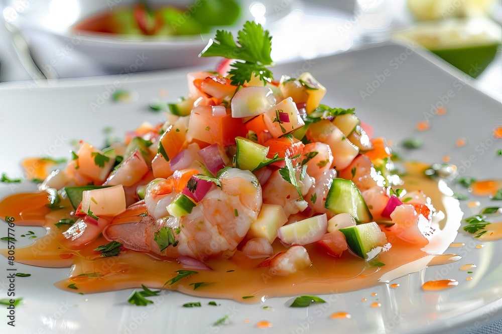 peruvian ceviche elegantly plated fresh seafood delicacy at fine dining ...