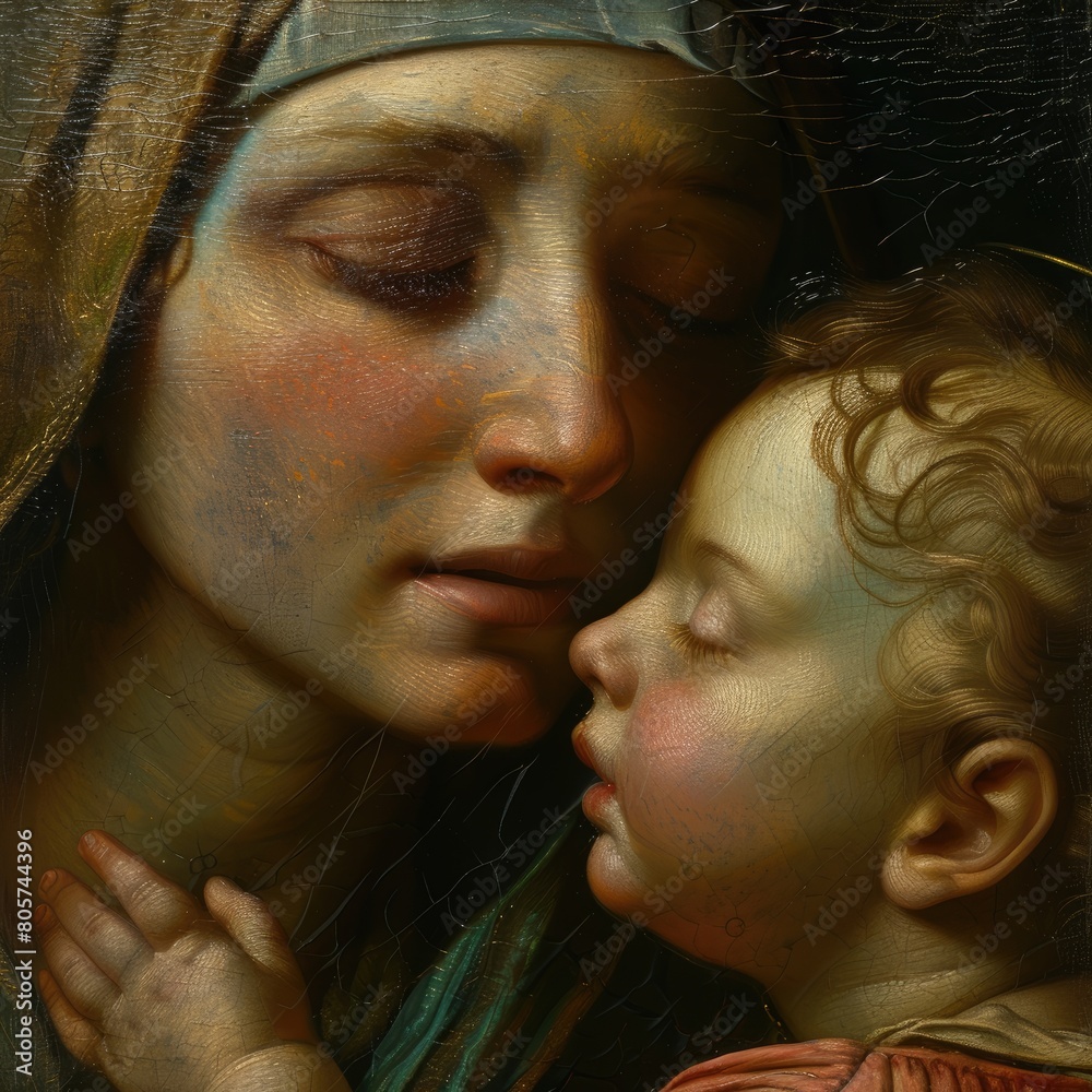 Divine maternal bond, the icon of Blessed Mary and Baby Jesus Christ ...