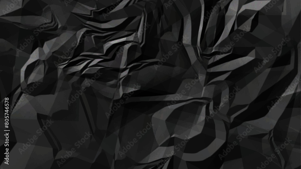 Black Crumpled paper grimy texture, Dark background. Stock Vector ...