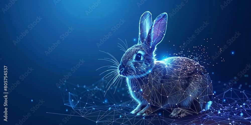 A sleek 3D graphic notion with a wireframe light line framework and a ...