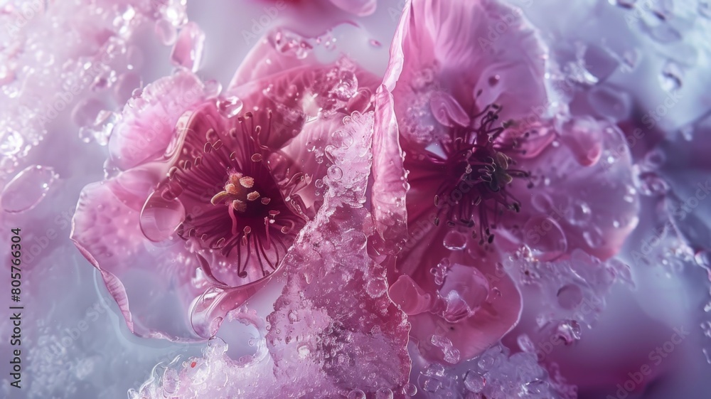 the world of abstract expressionism with frozen flowers encased in ice ...