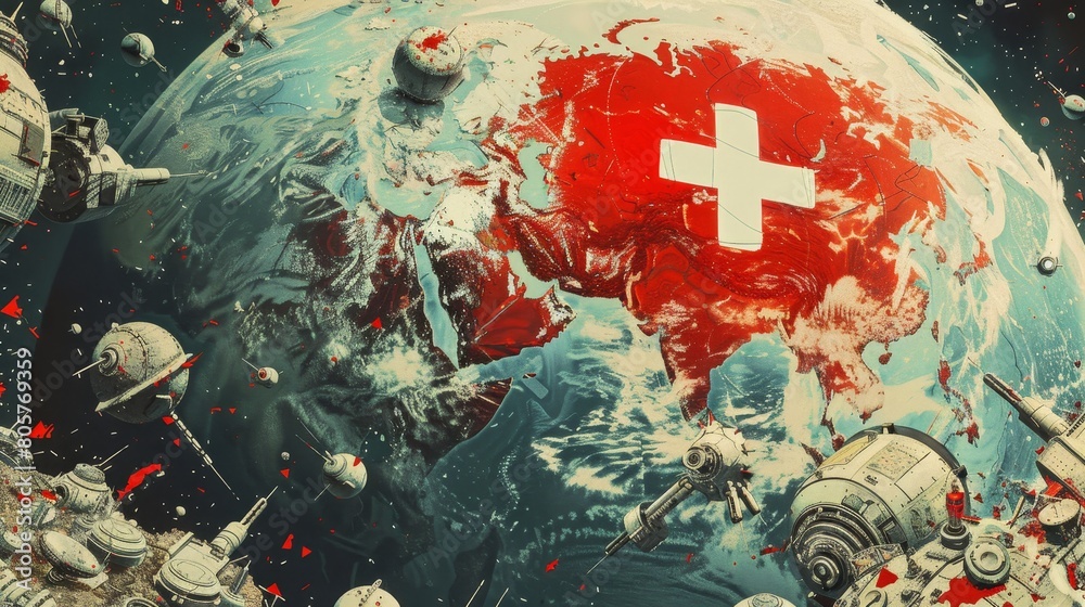 Global Pandemic Response with Earth Wrapped in Medical Bandages ...