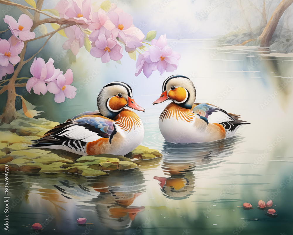 Mandarin ducks are birds that mate only for life. Symbol of true love ...