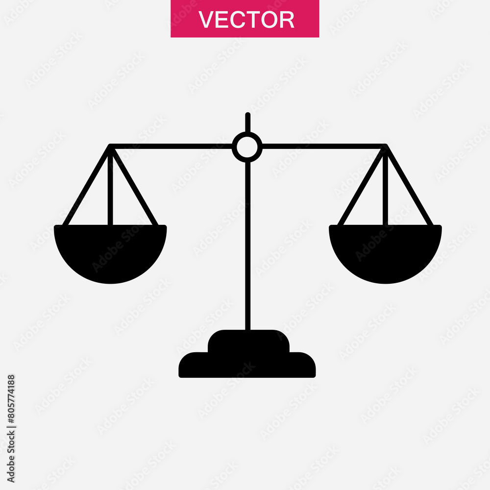 Libra, scale line icon, vector flat black Price comparison symbol on ...